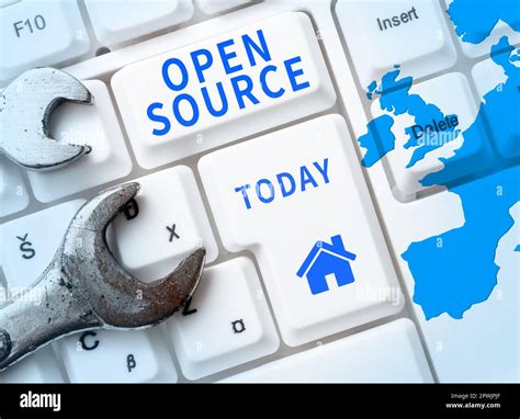 Conceptual Display Open Source Word Written On Denoting Software Which