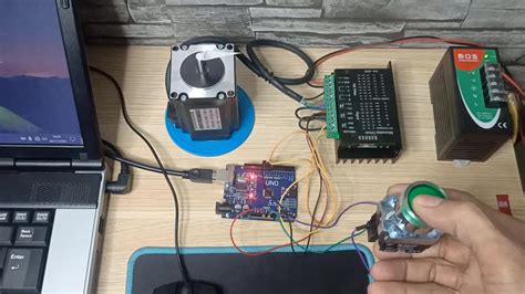 Arduino ควบคุม Stepping Motor ด้วย Switch 3 ลักษณะการทำงาน 1กดหมุน ปล่อยหยุด Push Run Pull Stop