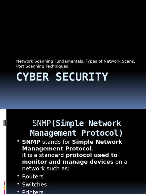 1 cyber security network scanning fundamentals types of network scans port scanning