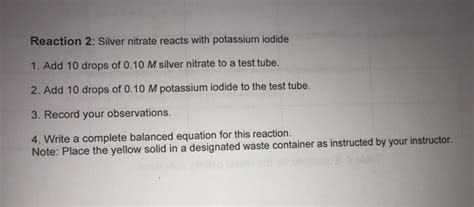 Solved Reaction 2 Silver Nitrate Reacts With Potassium