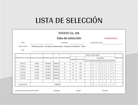 Plantilla de Formato Excel Lista De Selección y Hoja de Cálculo de Google para Descarga Gratis