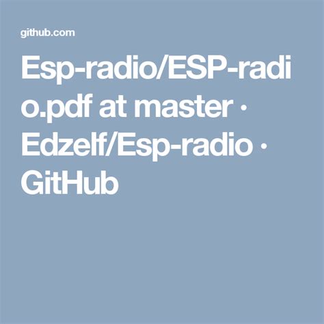 Esp Radioesp Radiopdf At Master · Edzelfesp Radio · Github Radio Esp Master