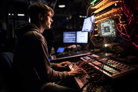 Premium Photo | Young male engineer working on a complex computer system