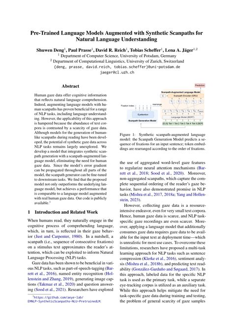 Pdf Pre Trained Language Models Augmented With Synthetic Scanpaths