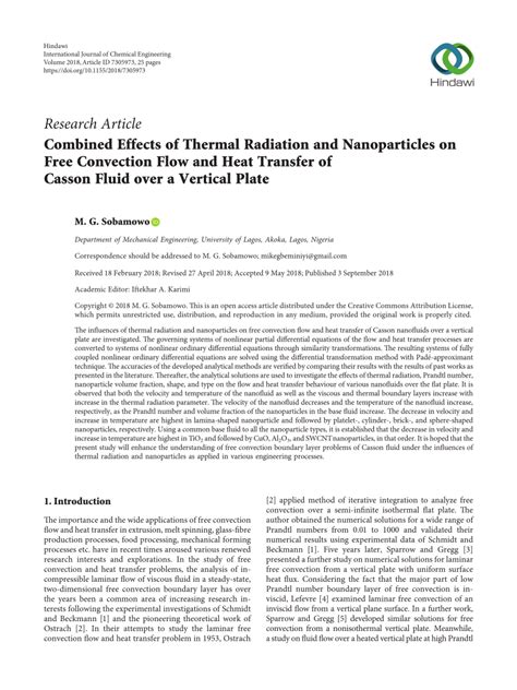 Pdf Combined Effects Of Thermal Radiation And Nanoparticles On Free