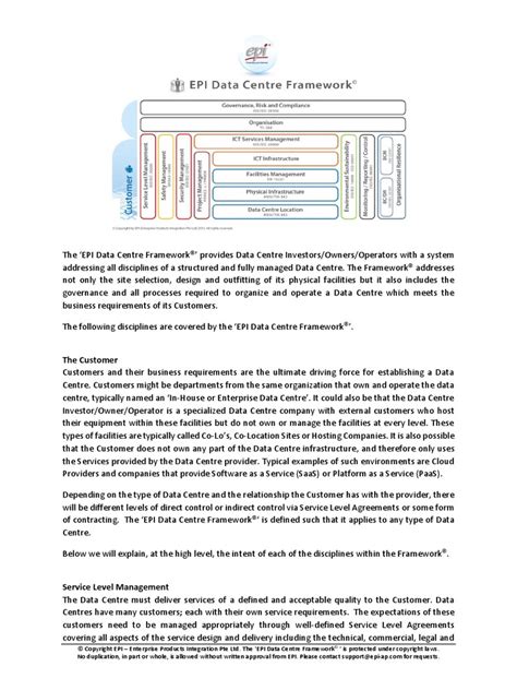 Epi Data Centre Framework Description Pdf Itil Data Center