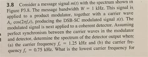 Solved Consider A Message Signal M With The Spectrum Chegg