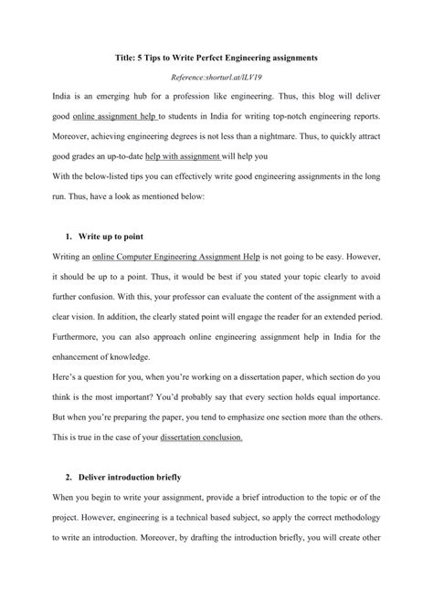 Ppt 5 Tips To Write Perfect Engineering Assignments Powerpoint