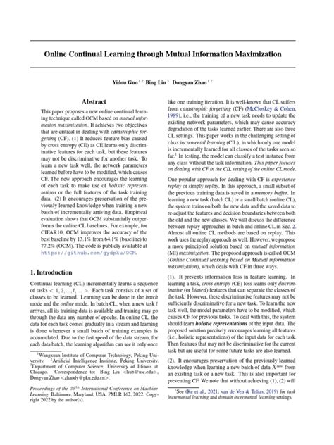 Onlinecontinuallearningthroughmutualinformationmaximizationicml22 Pdf Information