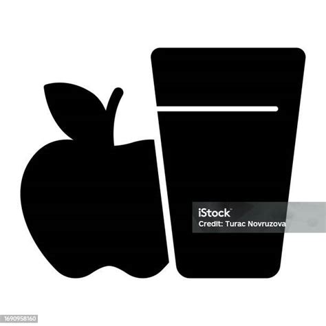 주스 한 잔과 사과 단단한 아이콘 추수감사절 개념 흰색 배경에 사과 수확 기호 모바일 웹 디자인을 위한 글리프의 신선한 과일 주스 아이콘 벡터 그래픽 0명에 대한 스톡 벡터