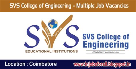 Svs College Of Engineering Multiple Job Vacancies Jobs For All