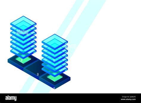 Mainframe Powered Server High Technology Concept Data Center Cloud Data Storage Isometric