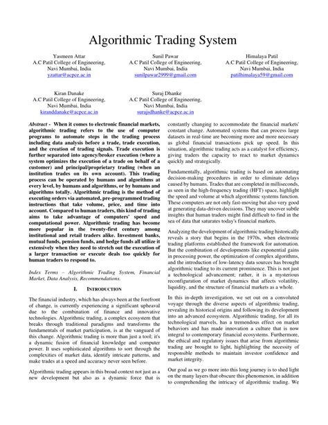 pdf algorithmic trading system