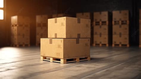 4개의 골판지 상자가 있는 유로 팔레트의 3d 렌더링 화물 상자 판지 상자 골판지 상자 배경 일러스트 및 사진 무료