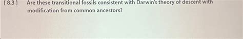 Solved [ 8 3] ﻿are These Transitional Fossils Consistent