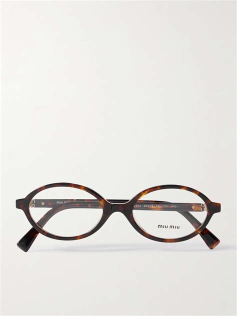 Miu Miu Oval Frame Tortoiseshell Acetate Optical Glasses Net A Porter