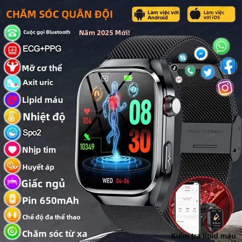 Đồng Hồ Thông Minh Chẩn Đoán Bằng Laser Ai Ecgppg Chất Béo Trong Máu