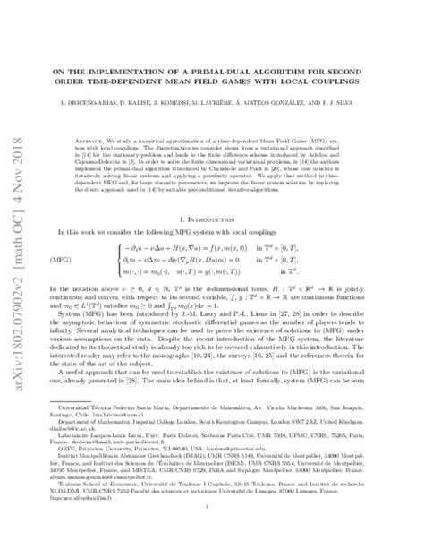Pdf On The Implementation Of A Primal Dual Algorithm For Second Order