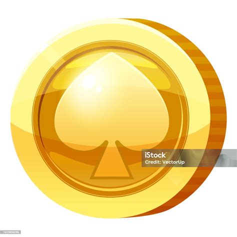 Gold Medal Coin Spades Symbol Golden Token For Games User Interface Asset Element Vector ...