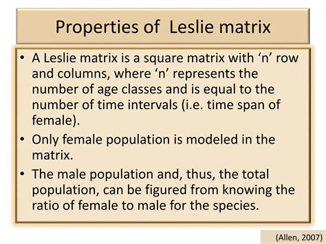 Importance Of Leslie Matrix And Age Distribution Towards Population Projection Ppt