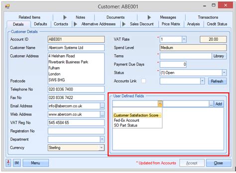 Maintenance User Defined Fields