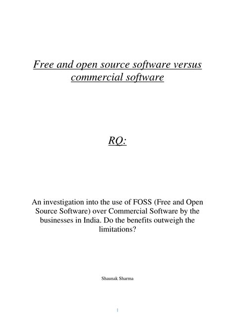PDF An Investigation Into The Use Of FOSS Free And Open Source Software Over Commercial
