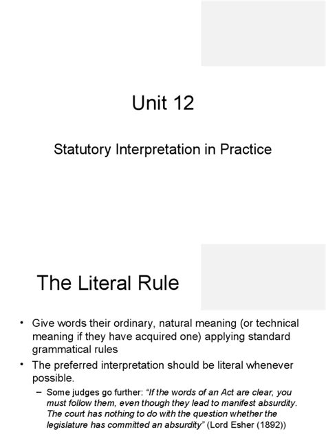 Mx1104 Unit 12 Statutory Interpretation In Practice Pdf Statutory Interpretation Plain