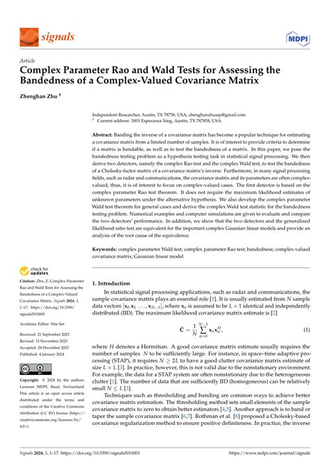 pdf complex parameter rao and wald tests for assessing the bandedness