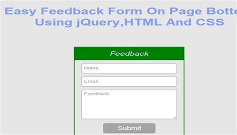 Easy Feedback Form On Page Bottom Using Jquery Html And Css