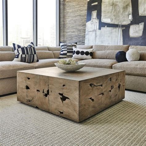 Rustic Teak Wood Square Block Coffee Table Swanky Interiors