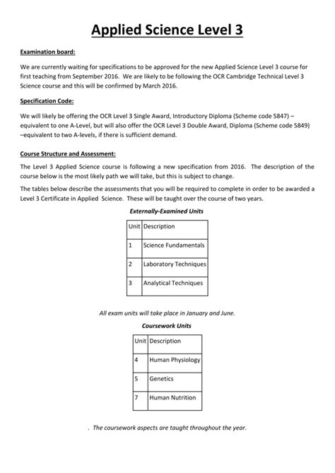 Applied Science Level CTEC