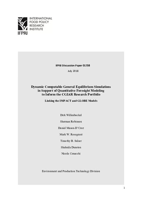 pdf dynamic cge simulations for cgiar s impact and globe models