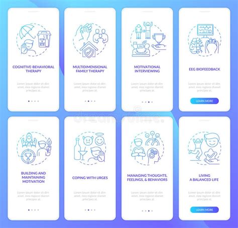 Rehabilitation Onboarding Mobile App Page Screen With Concepts Set Stock Vector Illustration