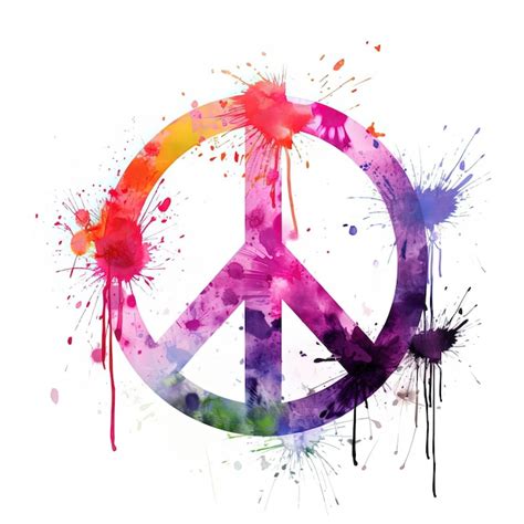 Premium Ai Image Peace Sign Drawn On Paint Splashes In Pink Purple