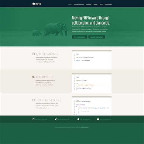 php fig website by jonathan reinink on dribbble