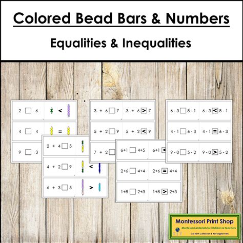 Montessori Colored Bead Bars And Numbers Equalities And Inequalities Made By Teachers