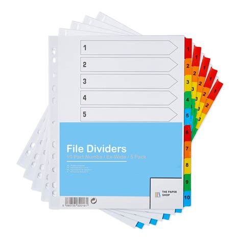 Buy [5 Pack] A4 File Dividers Extra Wide Numbered 1 10 A4 Extra Wide Subject Dividers 10 Part