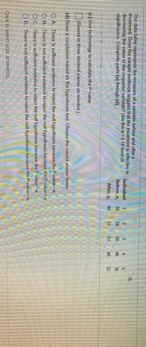 solved 0 the data table represents the measure of a variable