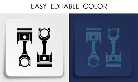 그림자가있는 종이 사각형 스티커에 자동차 엔진 피스톤 아이콘 작업장에서 엔진 작동 오일 변경 자동차 서비스 검사 벡터 피스톤에 대한 스톡 벡터 아트 및 기타 이미지 Istock