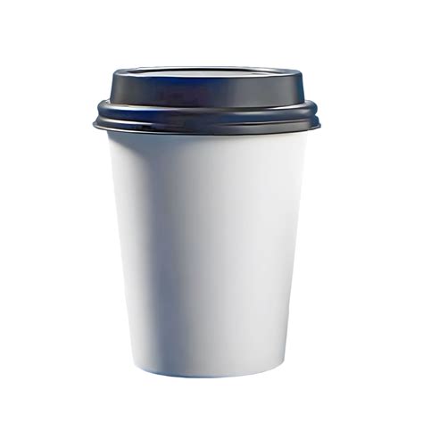 A White Disposable Coffee Cup Mockup With A Black Lid 53317295 Png