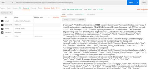Postman Laravel Message Failed To Authenticate On Smtp Server