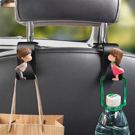 2pcs Universal Car Seat Back Hook Cute Cartoon Seat Hook Auto Storage