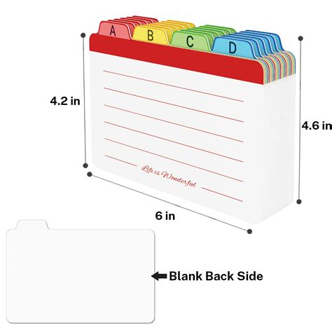 Neando 4 X 6 Inches Index Card Dividers Alphabetical Tabbed Index Cards Guides