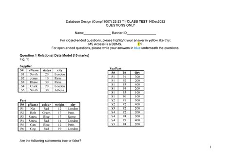 comp11007 22 23 t1 class test questions only jf13dec2022 database