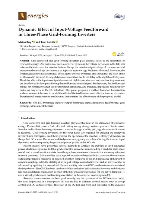 pdf dynamic effect of input voltage feedforward in three phase grid