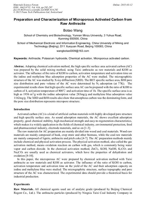 Preparation And Characterization Of Microporous Activated Carbon From Raw Anthracite
