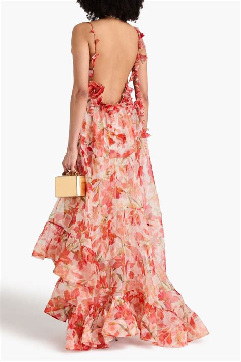 Zimmermann Appliquéd Floral Print Silk Organza Gown The Outnet