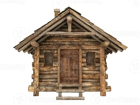 A Small Log Cabin With A Door And Steps 52294832 Png