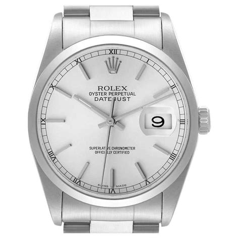 Rolex Datejust 36 Silver Baton Dial Steel Mens Watch 16200 For Sale At