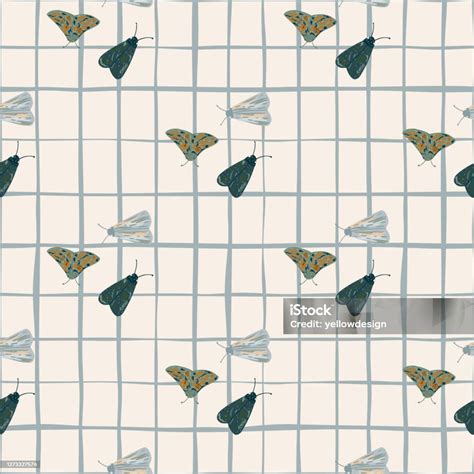 파스텔 컬러풀 한 두더지 매끄러운 패턴 파스텔 체크 백면과 낙서 양식에 일치시키는 곤충 인쇄 검사 보기에 대한 스톡 벡터 아트